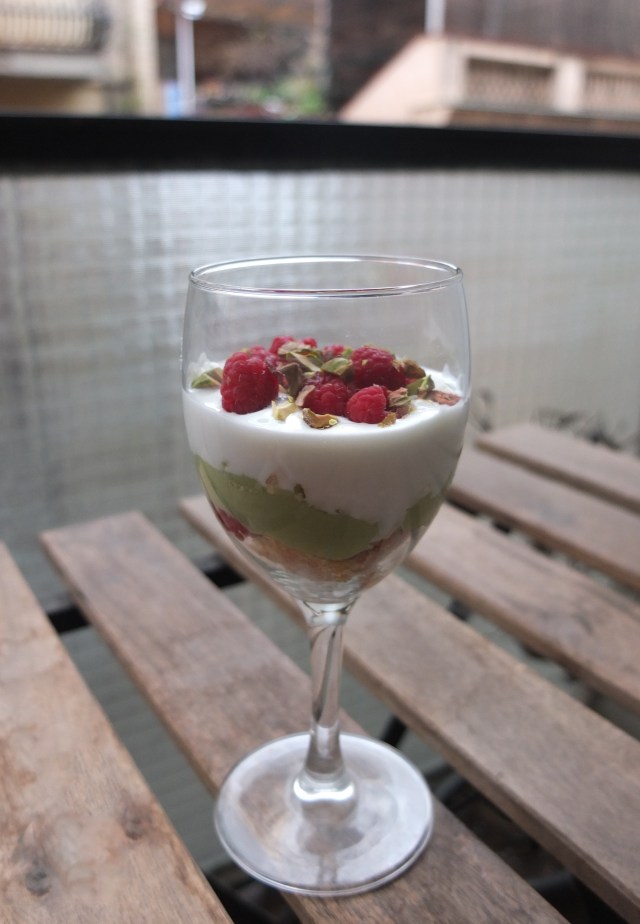 The raspberry, avocado mousse and pistachio verrines recipe, a water ...