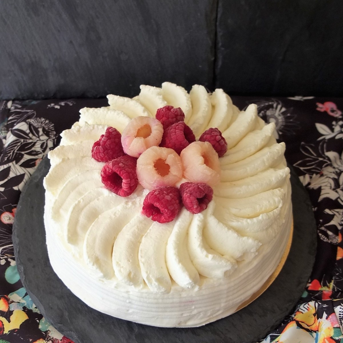 Raspberry, lychee and rose frozen sorbet meringue cake recipe! Vacherin ...