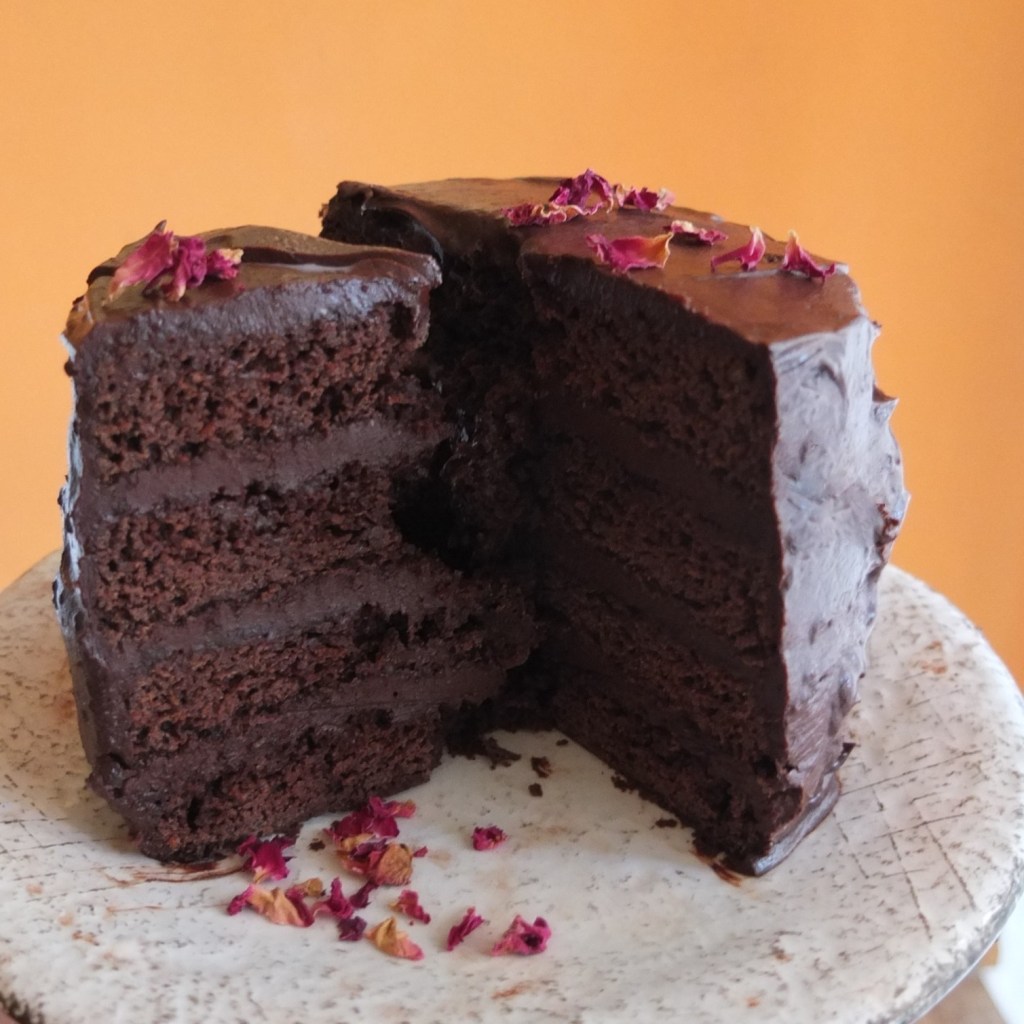 Vegan chocolate layer cake recipe! With optional healthier spelt flour ...