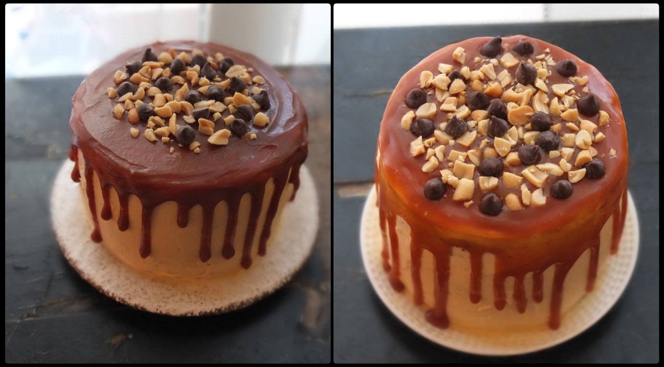 Snickers layer cake recipe! Small or mini version, gluten free or not ...