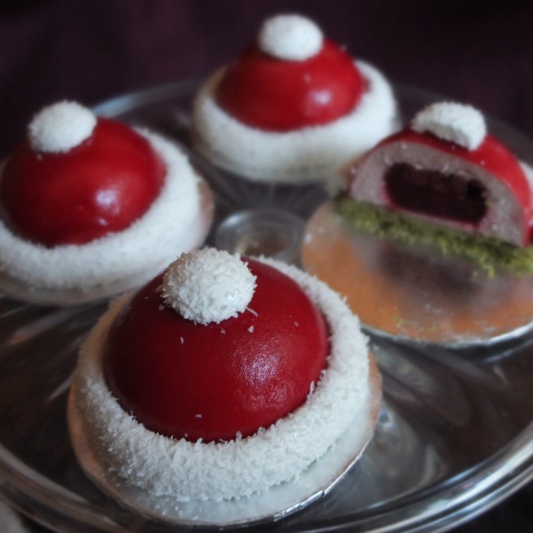 Santa hat cherry and matcha dome cakes inspired by Pepe Rodriguez ...