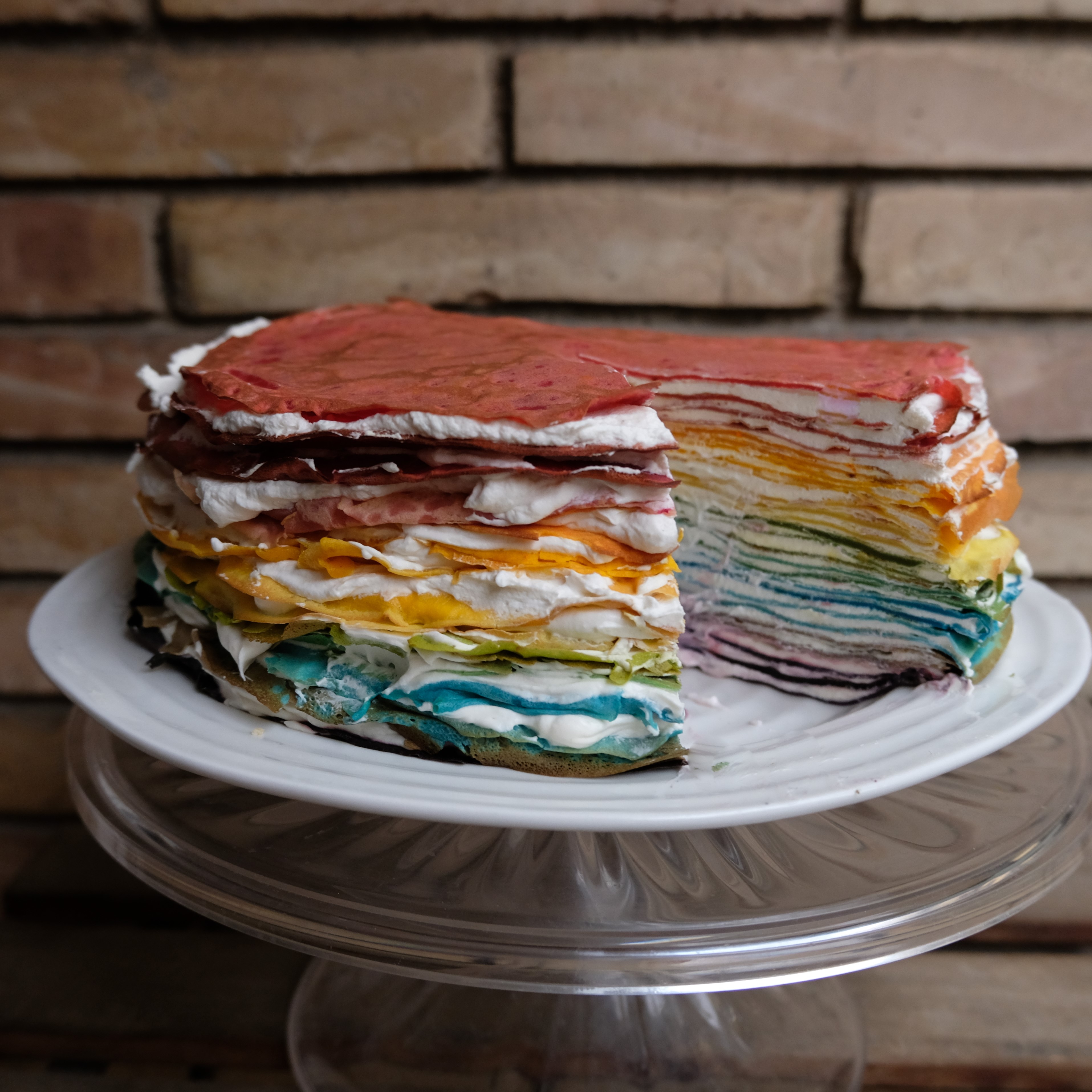Cardamom and vanilla Greek yoghurt cream rainbow crêpe cake recipe! No ...