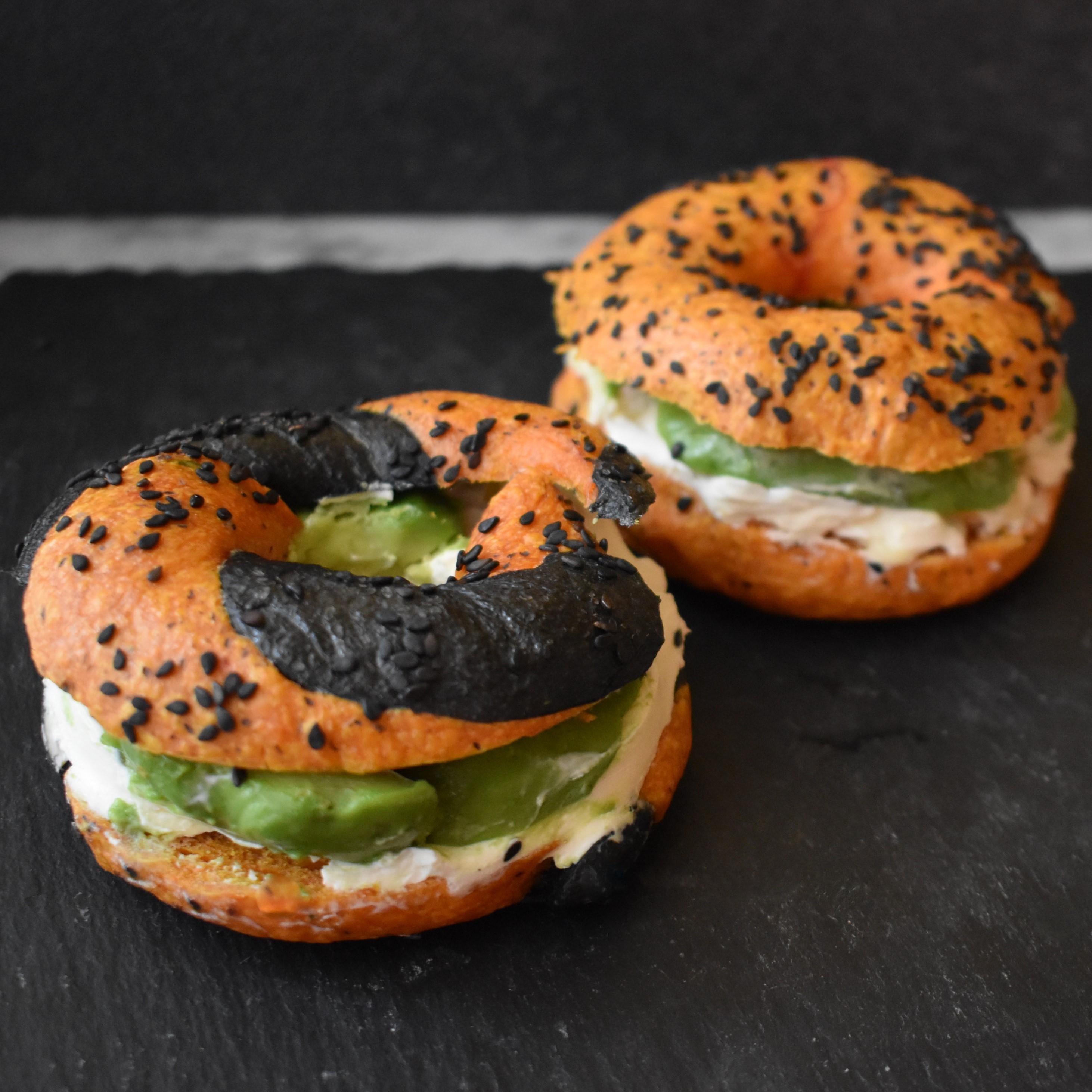 Activated charcoal and turmeric sourdough bagels recipe! Halloween ...